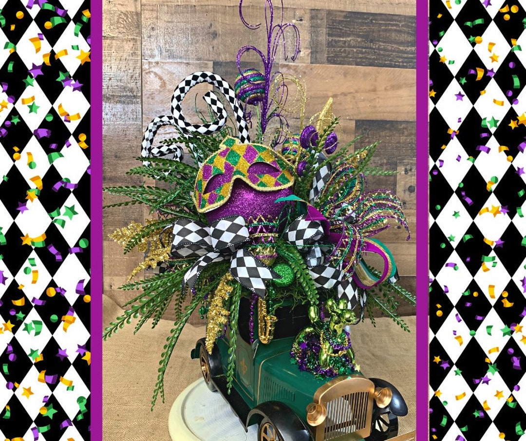 Mardi Gras Centerpiece-mardi Gras Arrangement-mardi Gras - Etsy