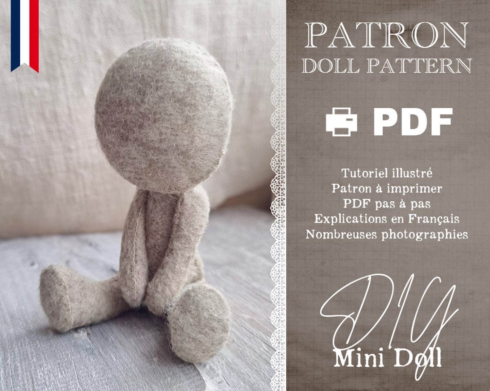 MINI DOLL Download Pattern PDF Plush Feltdoll Les Chiffonnés - Etsy