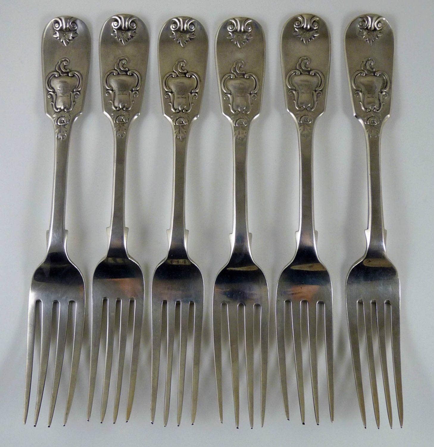 Antique Victorian Set of 6 Solid Silver Table Forks - Heart Crest - Etsy