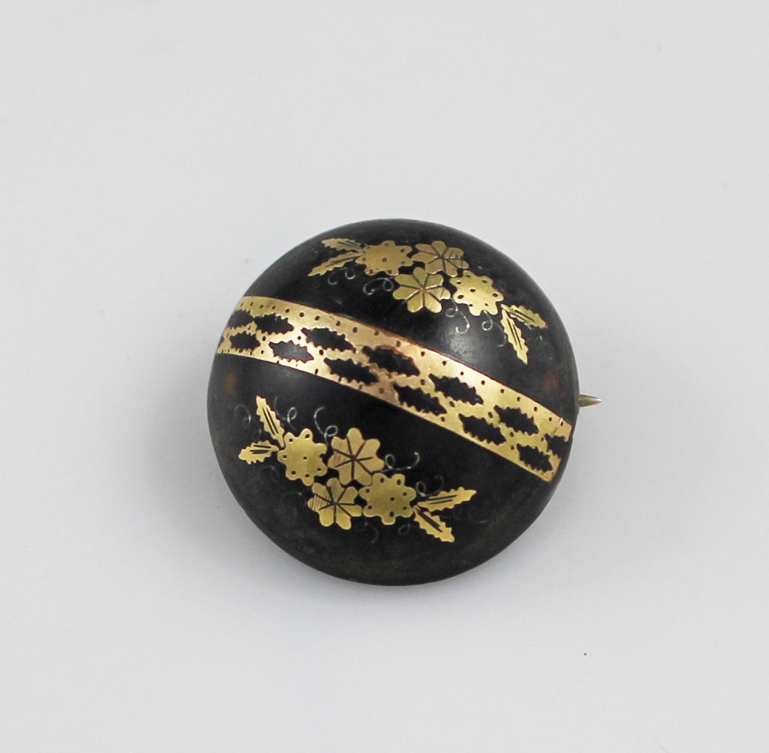 19thc Antique Gold Inlay Pique Dome Brooch Pin - Etsy