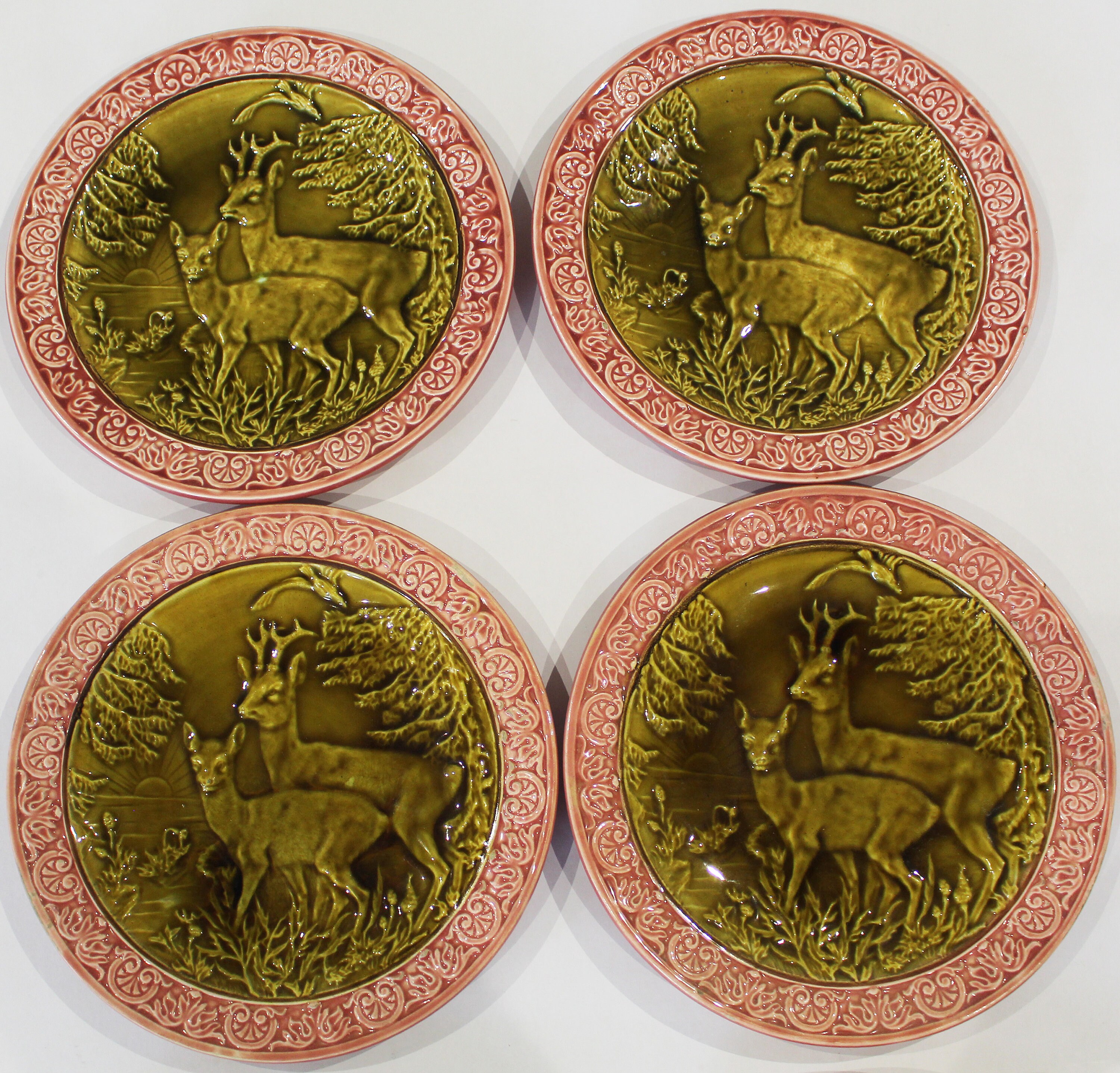 Set of 8 Antique Majolica Pottery Plates Stag Deer Hares Hunting Dog - Etsy