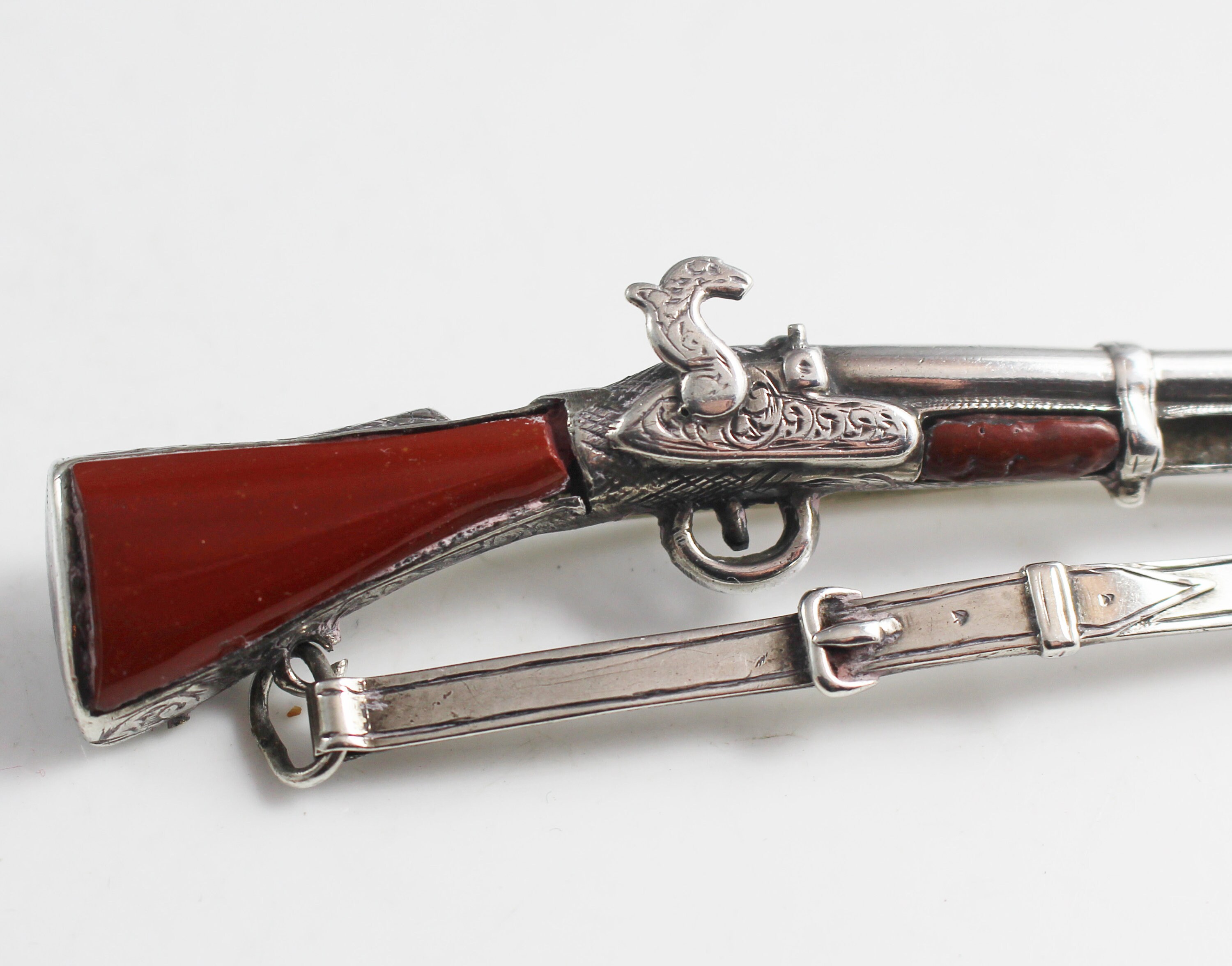 Antique Scottish Silver & Agate Musket Rifle Brooch - Etsy