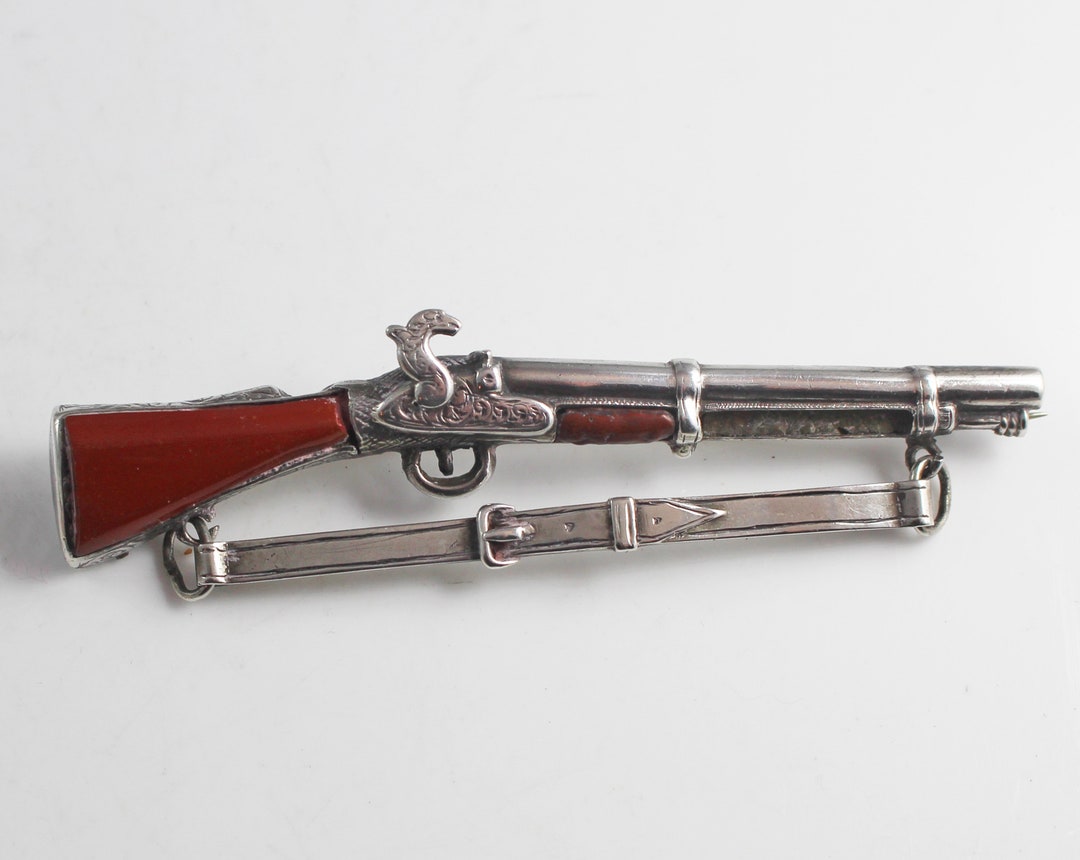 Antique Scottish Silver & Agate Musket Rifle Brooch - Etsy