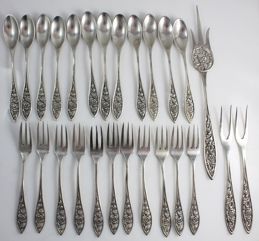 Vintage Dutch Solid Silver Rococo Cutlery Spoons Forks Pickle Mango ...