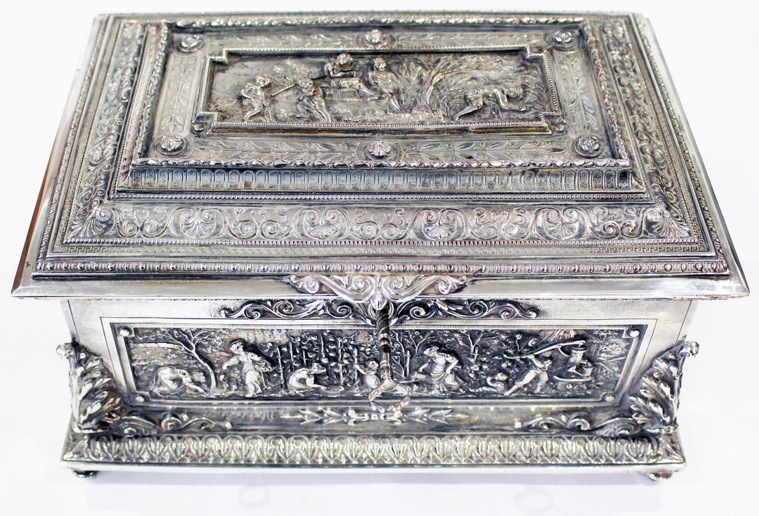 Magnificent Vintage Large Jewellery Casket Jewelry Box Treasure Chest ...