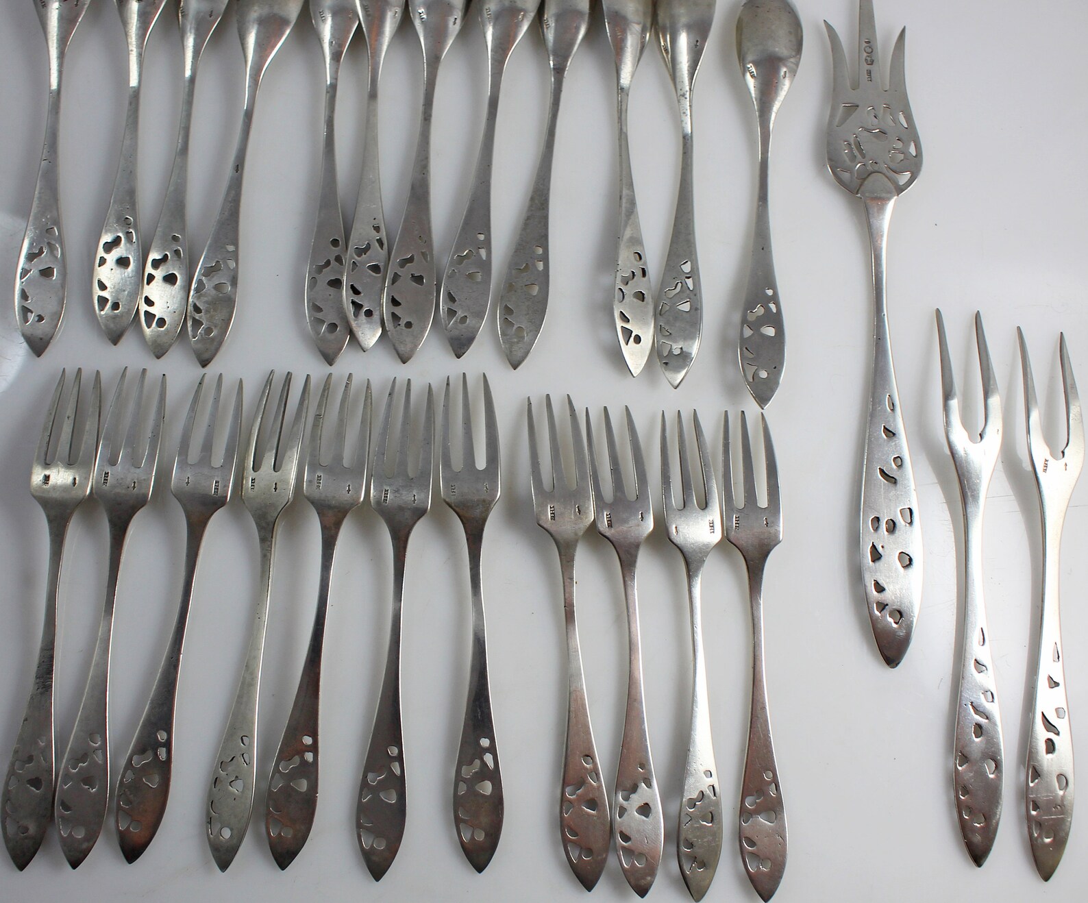 Vintage Dutch Solid Silver Rococo Cutlery Spoons Forks Pickle Mango ...