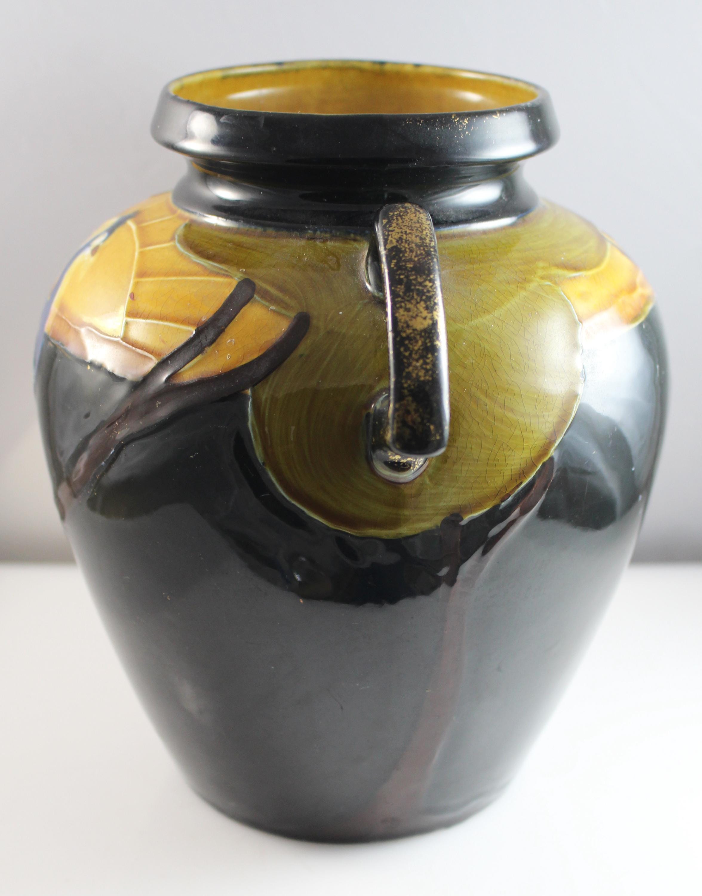 Antique Art Nouveau Peacock Vase by Thomas Forester Phoenix Ware 1920s ...