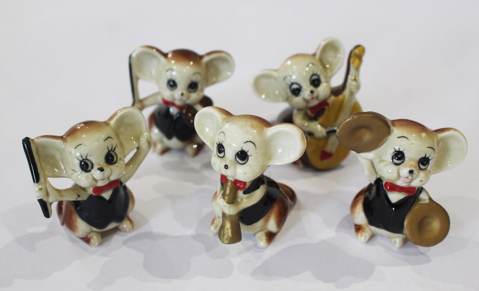 Vintage Mice Band Porcelain Figurines Set Instrument Violin Cello Mouse ...