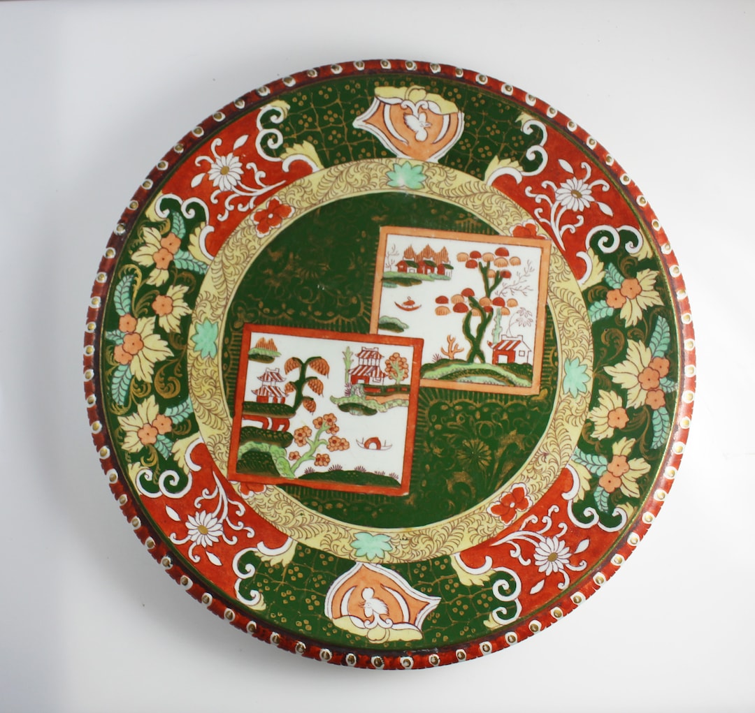 Antique Victorian Ashworth Ironstone Double Landscape Pottery Plate ...