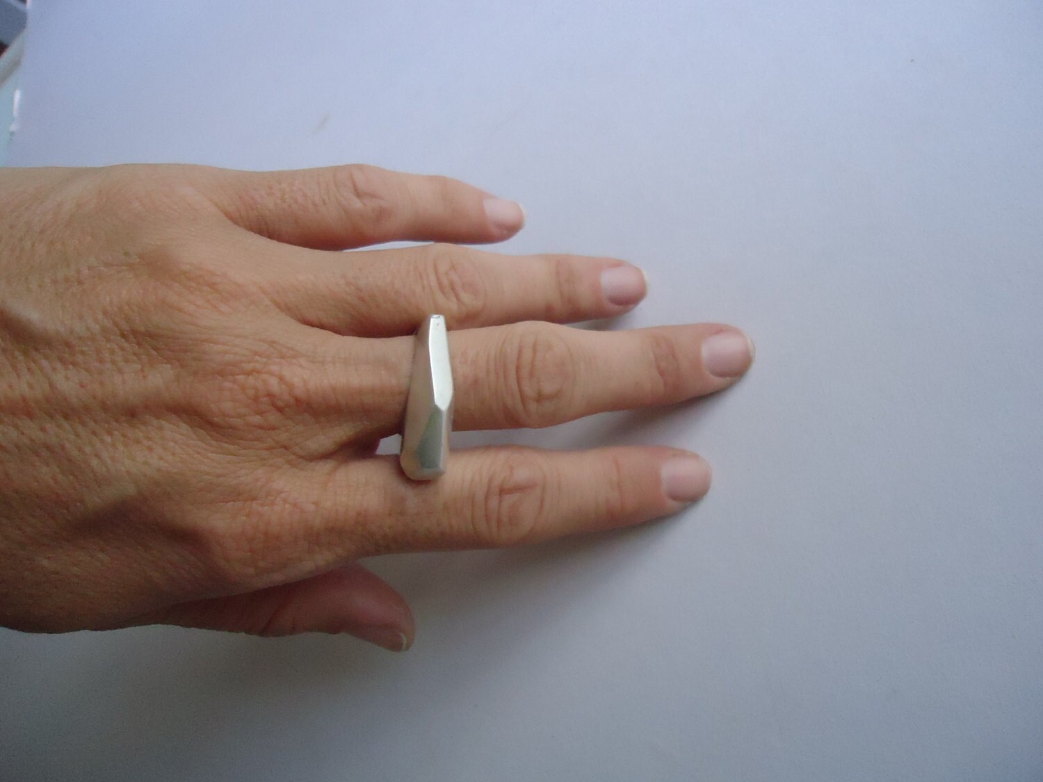 Faceted silver ring geometric ring Handmade silver ring | Etsy