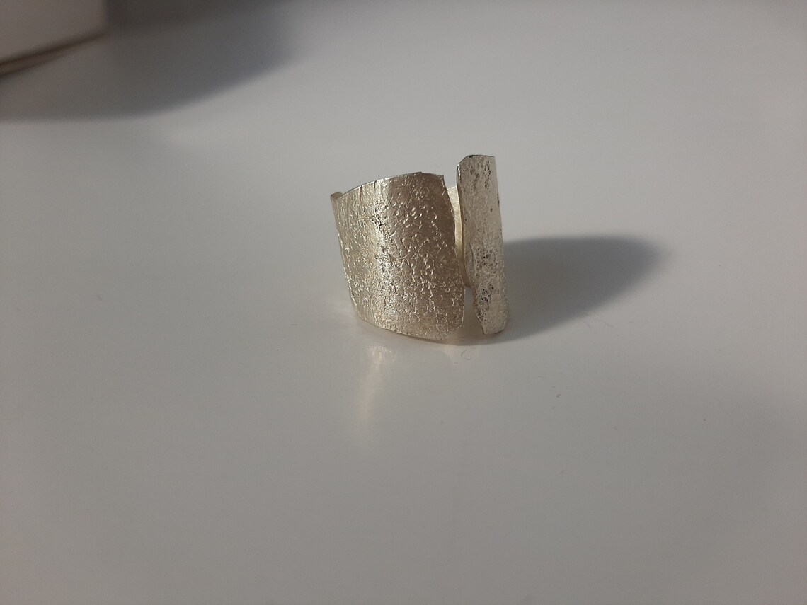 Sand Textured Silver Ring Organic Silver Ring Rustic Ring - Etsy