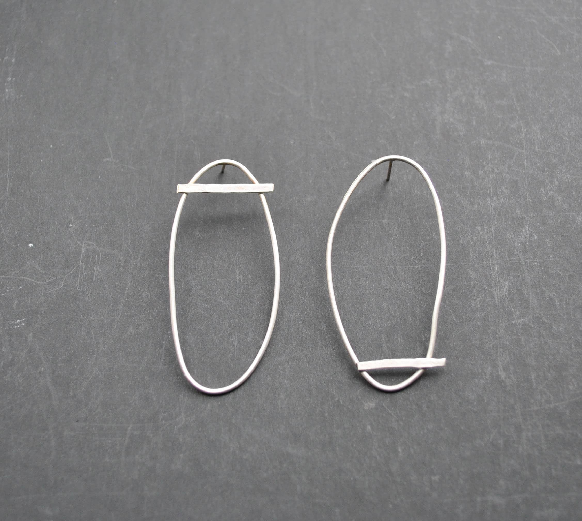 Geometric Oval Earrings in Sterling Silver - Hand Made - Minimalism ...