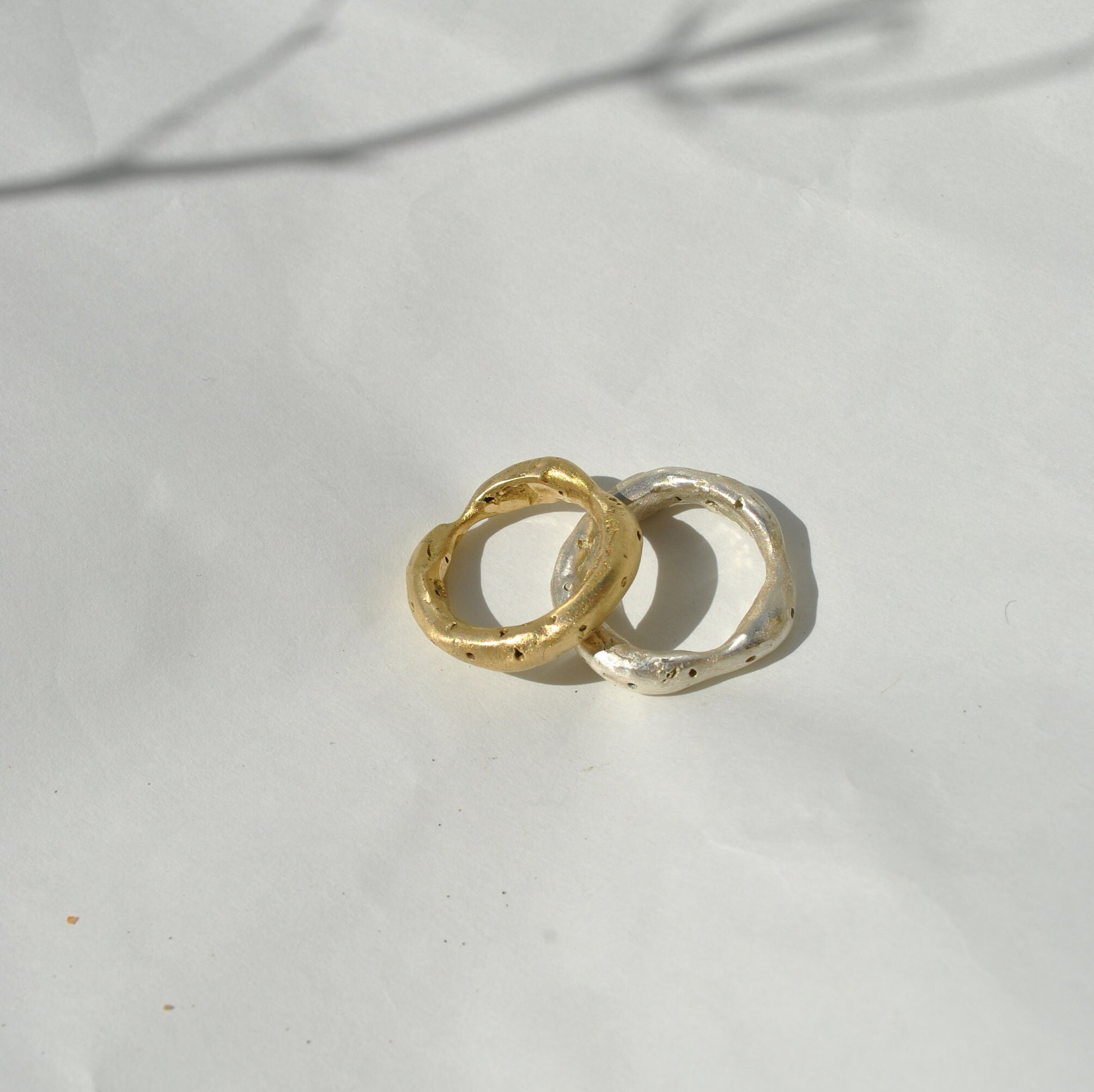 Organic Silver Ring pack of Two, Reticulated Stacking Ring, Textured ...