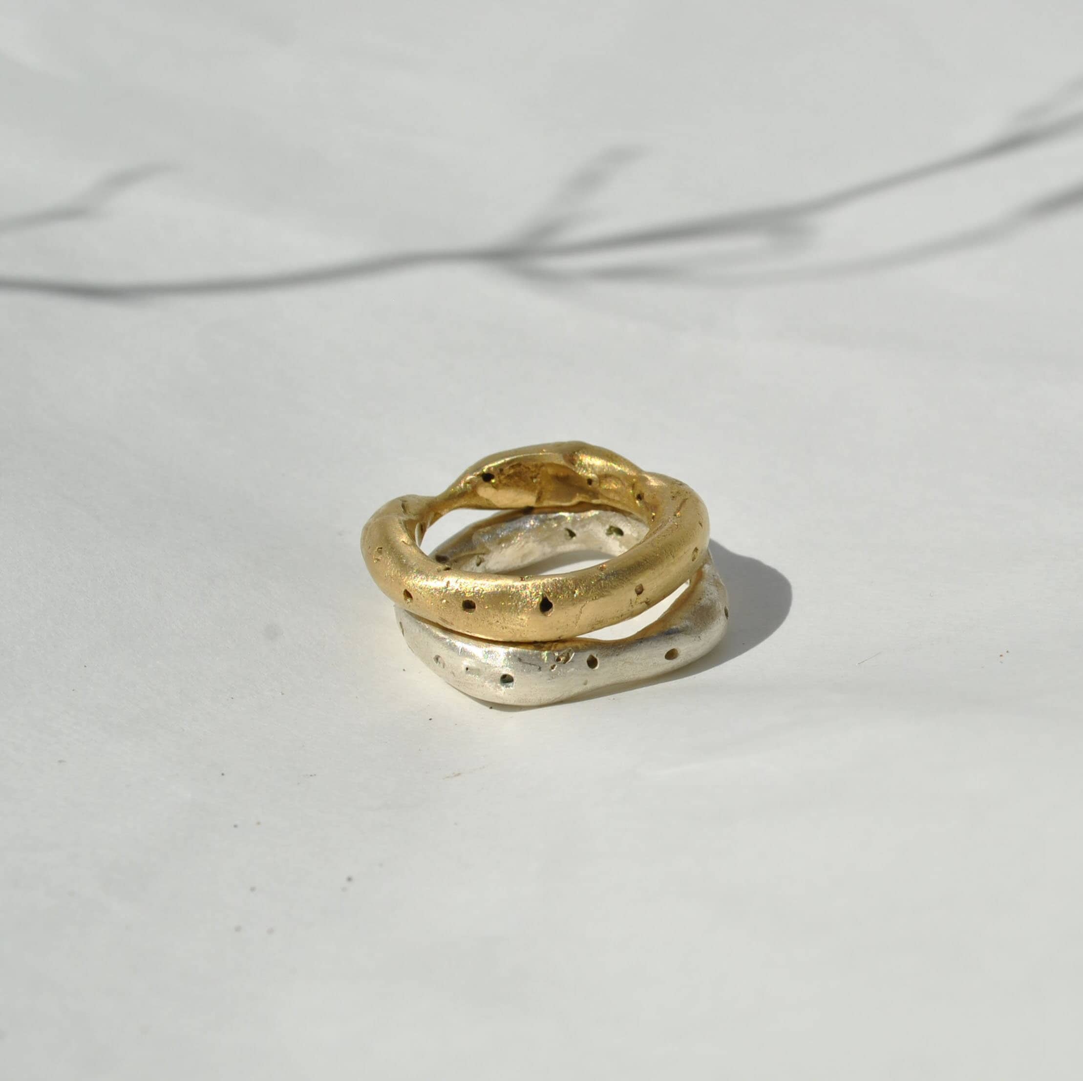 Organic Silver Ring (pack of Two), Reticulated Stacking Ring, Textured ...