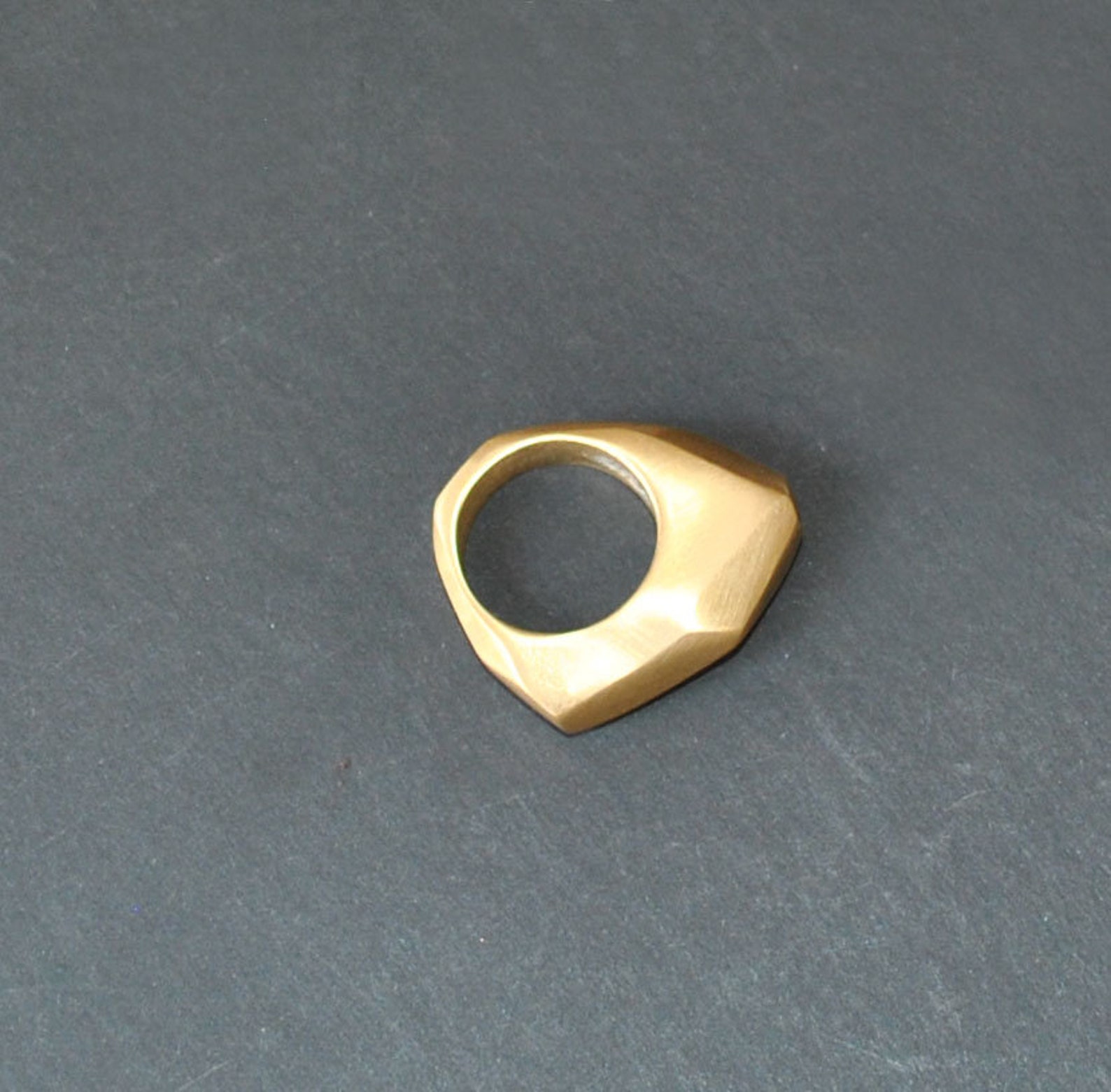 Faceted Ring Hand Made Bronze Golden Minimalist | Etsy
