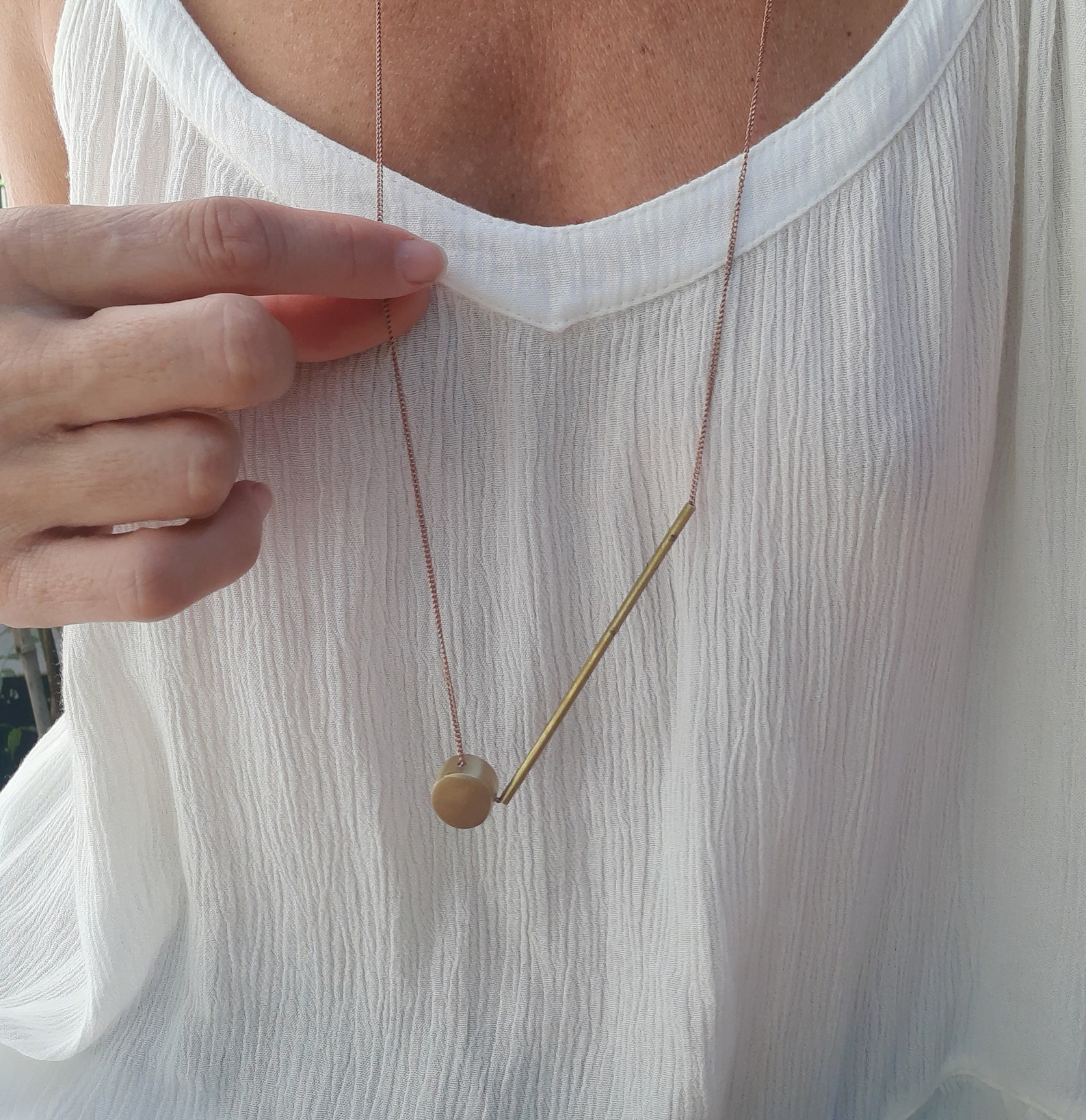 Tube Circle Silver Necklace - Dot Tube Necklace - Tube Bronze Necklace ...