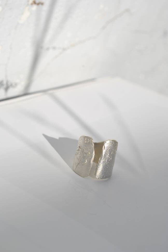 Sand Textured Silver Ring Organic Silver Ring Rustic Ring - Etsy