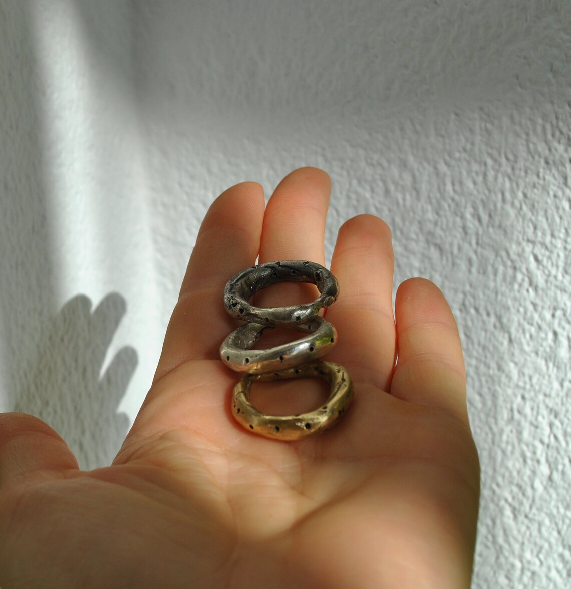 Organic Silver Ring pack of Three Reticulated Stacking | Etsy