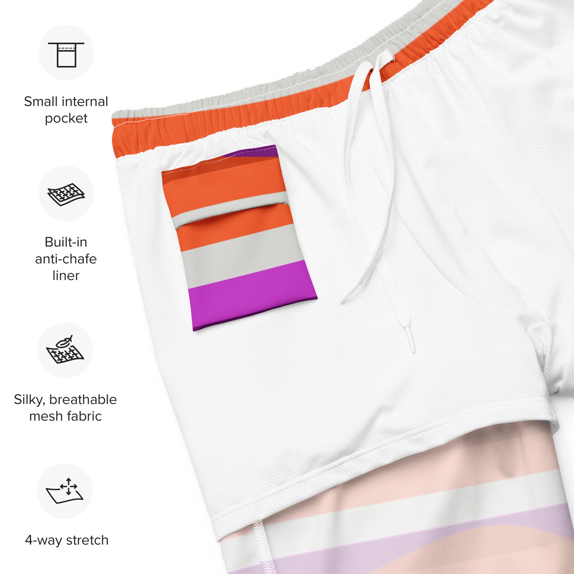 Wavy Pride Flag Lesbian Pride Flag Swim Men's Trunks All-over Print ...
