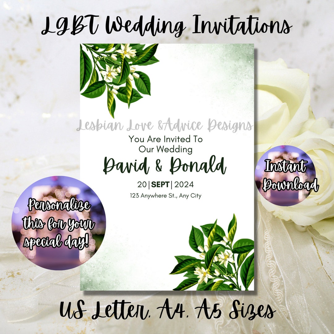 LGBTQ Wedding Invitations, Personalized Wedding Invitations, LGBT ...