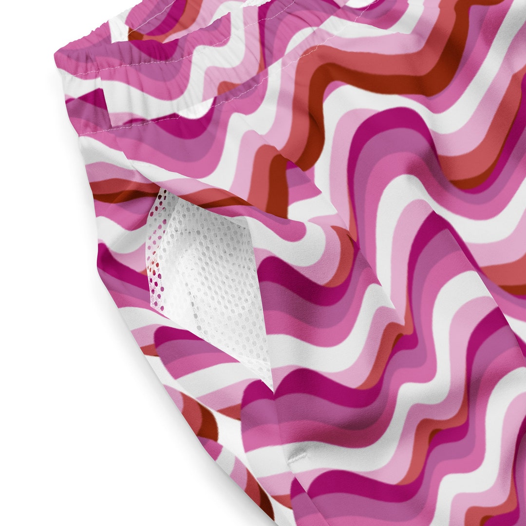 Lesbian Pride Flag Colors Mens Swim Trunks Pride Swim Trunks Lgbtq Men