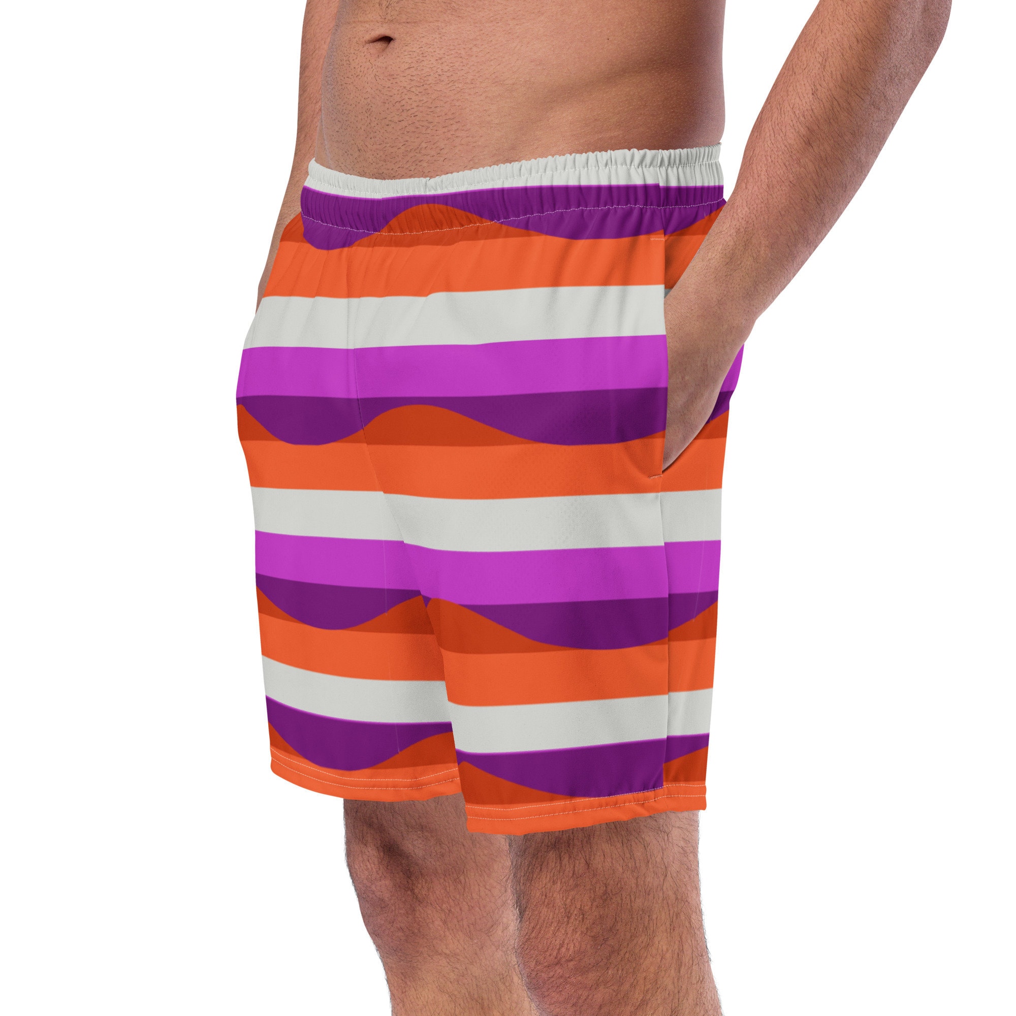 Wavy Pride Flag Lesbian Pride Flag Swim Men's Trunks All-over Print ...