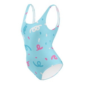 Transgender Pride Flag Confetti One Piece Swimsuit, Trans Pride Bathing ...