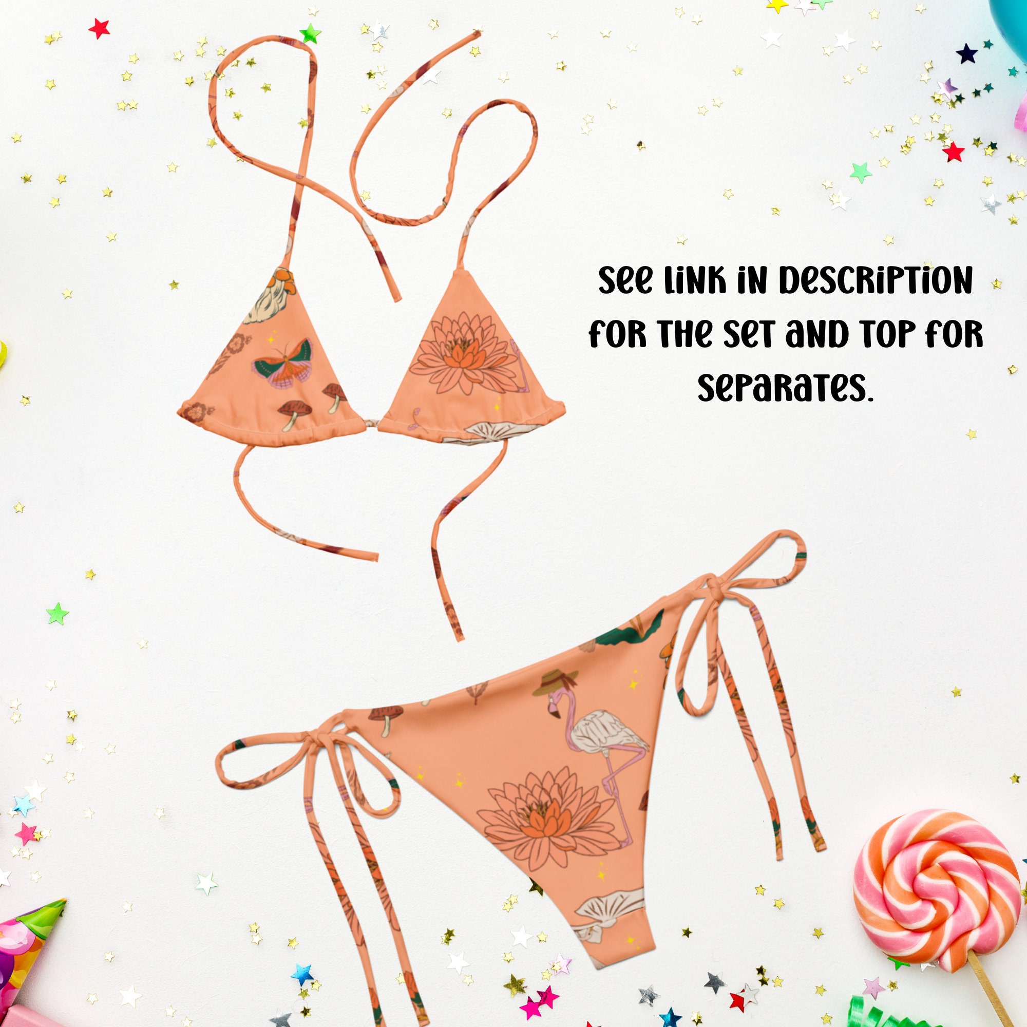 Cottagecore Art Mushroom Nature String Bikini Bottoms Vintage - Etsy