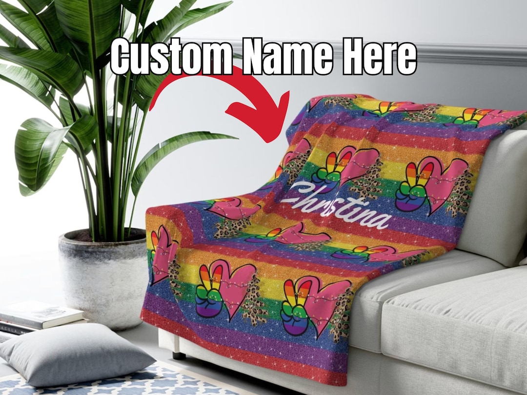 Custom LGBTQ Blanket With Name Personalized Sherpa Fleece Pride Blanket ...
