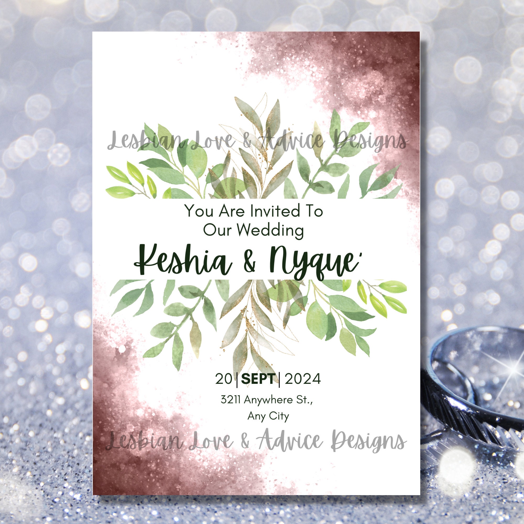 Personalized Wedding Invitations, LGBT Wedding Invitations, Greenery ...