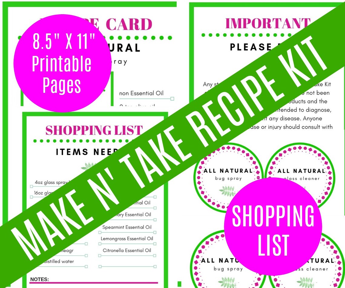 Printable Essential Oil Make N' Take Kit, Make N' Take Recipe Kit ...