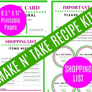 Printable Essential Oil Make N' Take Kit, Make N' Take Recipe Kit ...