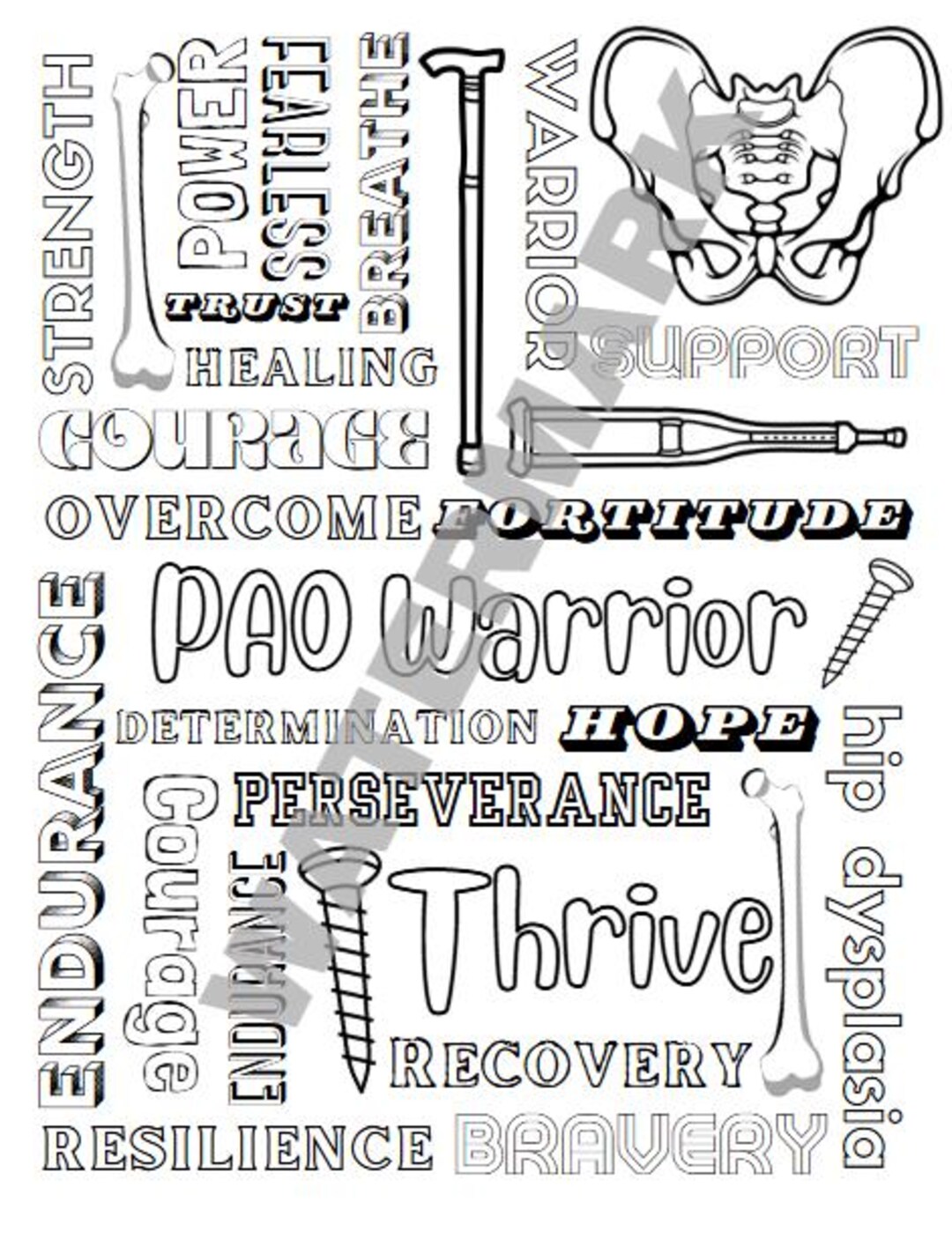 Periacetabular Osteotomy Surgery Coloring Page - PAO Warrior - Etsy