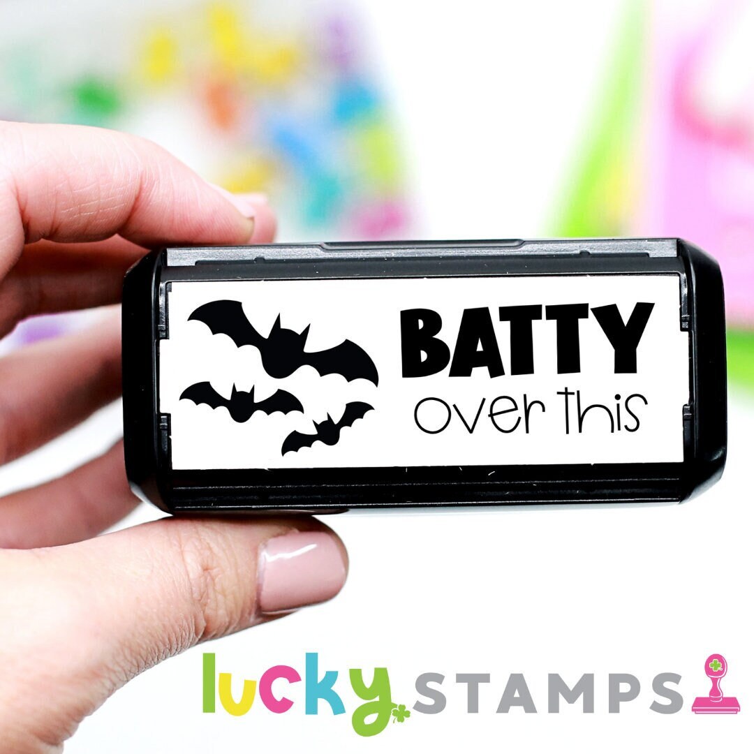 Bat Stamp, Bat Rubber Stamp, Batty Over This, Halloween, Self-inking ...