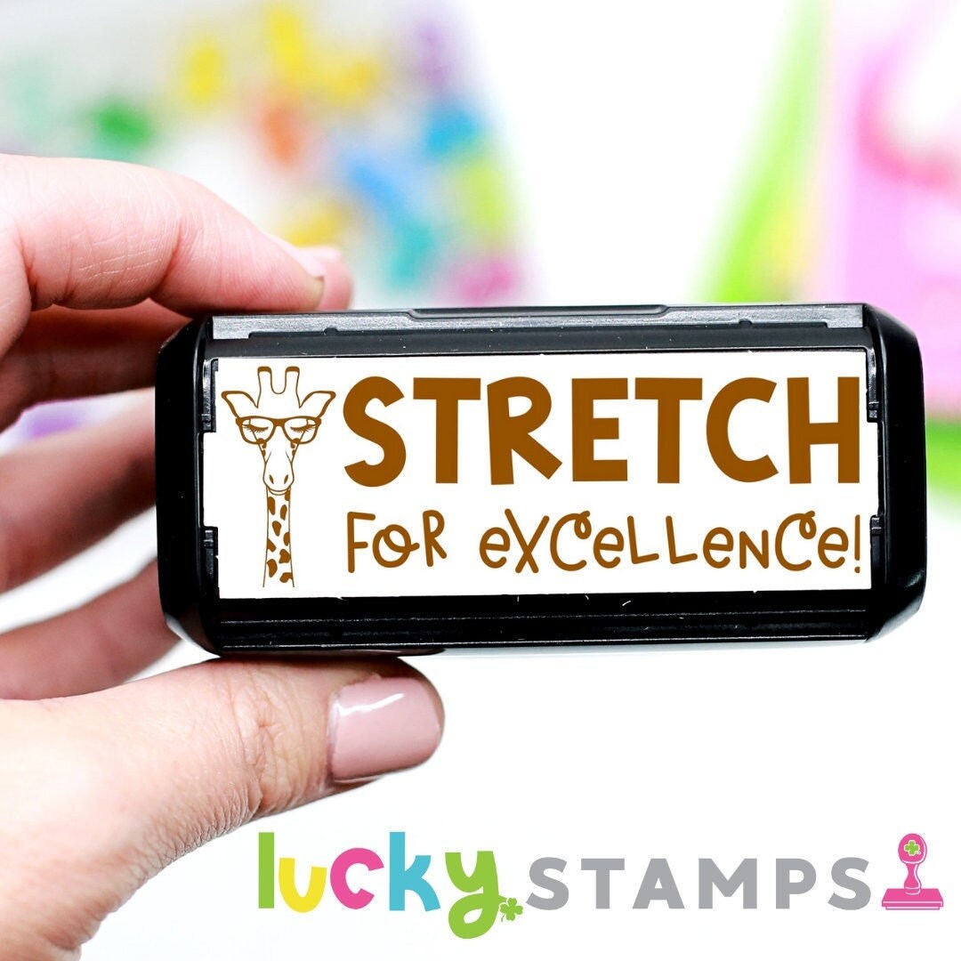 Stretch for Excellence!, Giraffe Stamp, Giraffe Rubber Stamp, Self ...