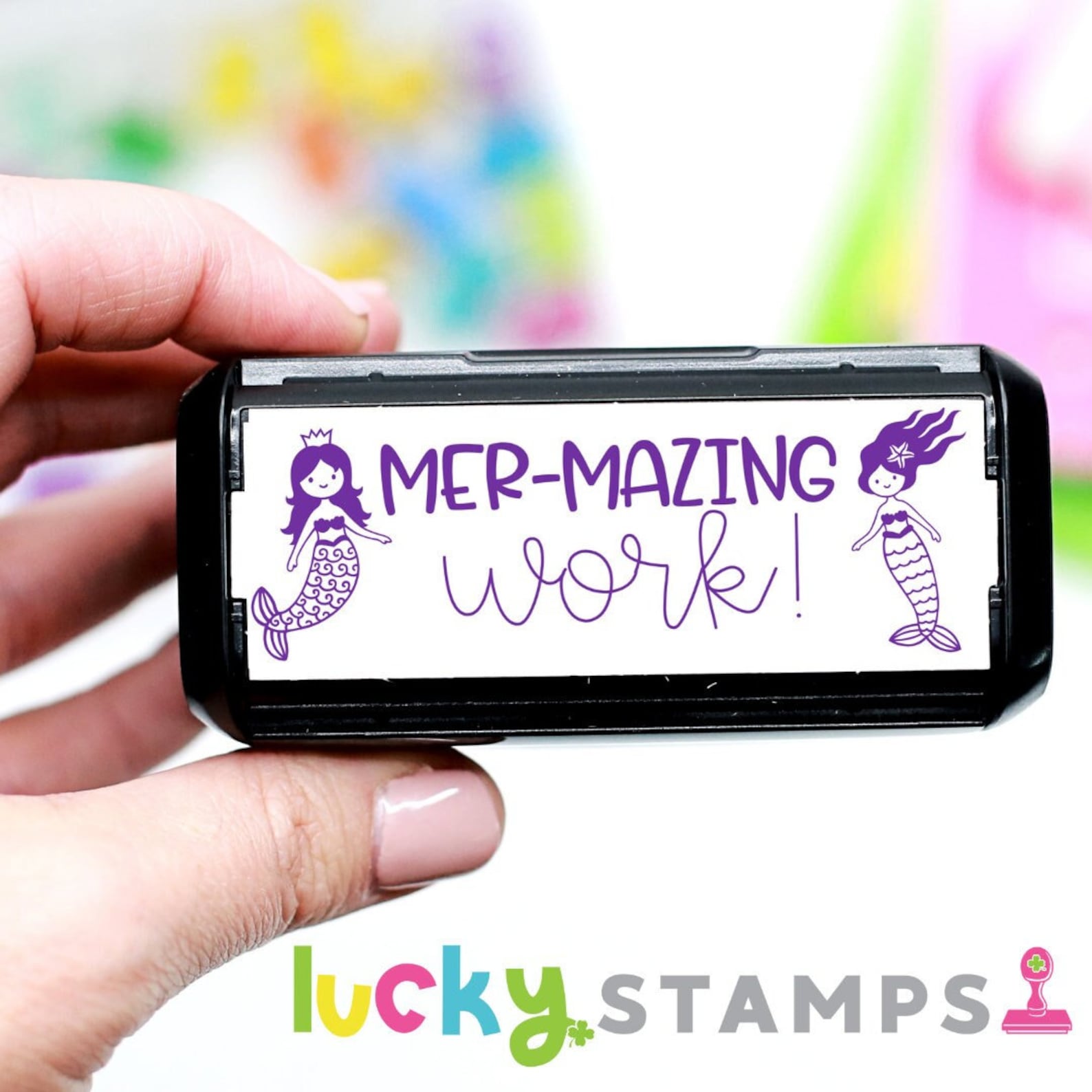 Mermaid Stamp, Mermaid Rubber Stamp, Mer-mazing Work, Mermaid Teacher ...