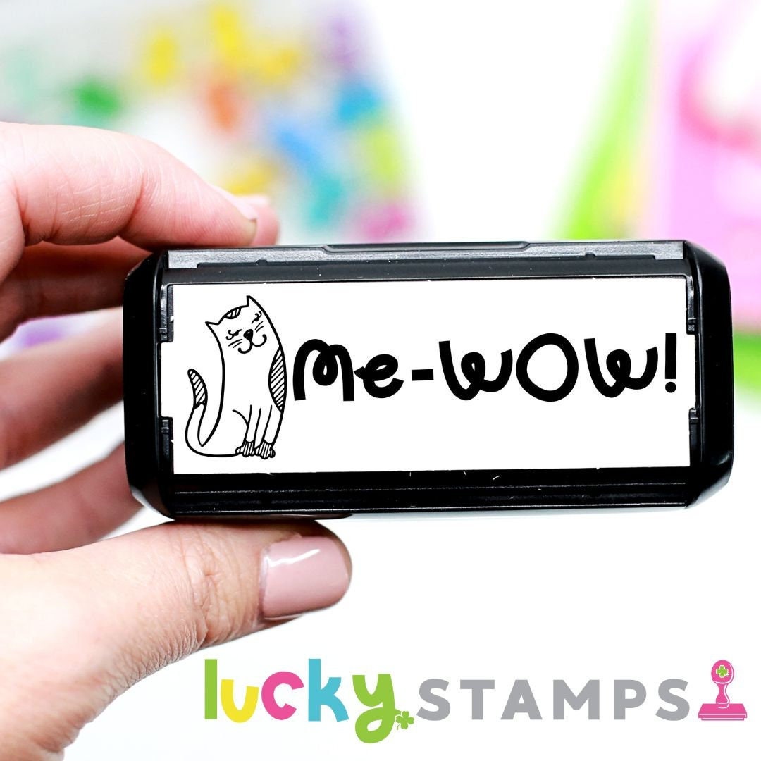 Cat Stamp, Cat Rubber Stamp, Meow Stamp, Me-wow Cat, Teacher Stamp ...