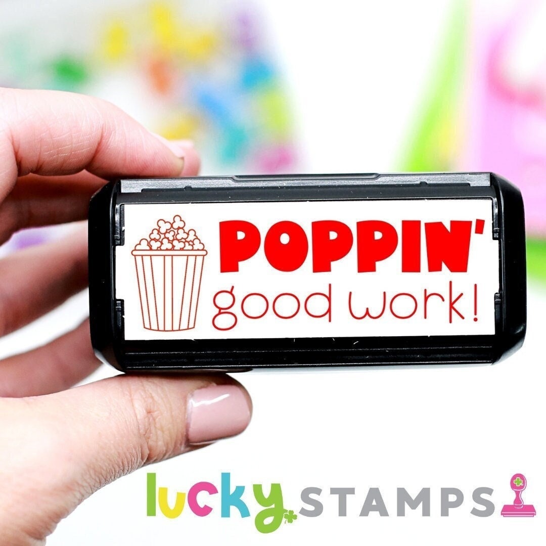 Popcorn Stamp, Poppin' Good Work!, Self-inking Teacher Stamp, Self ...
