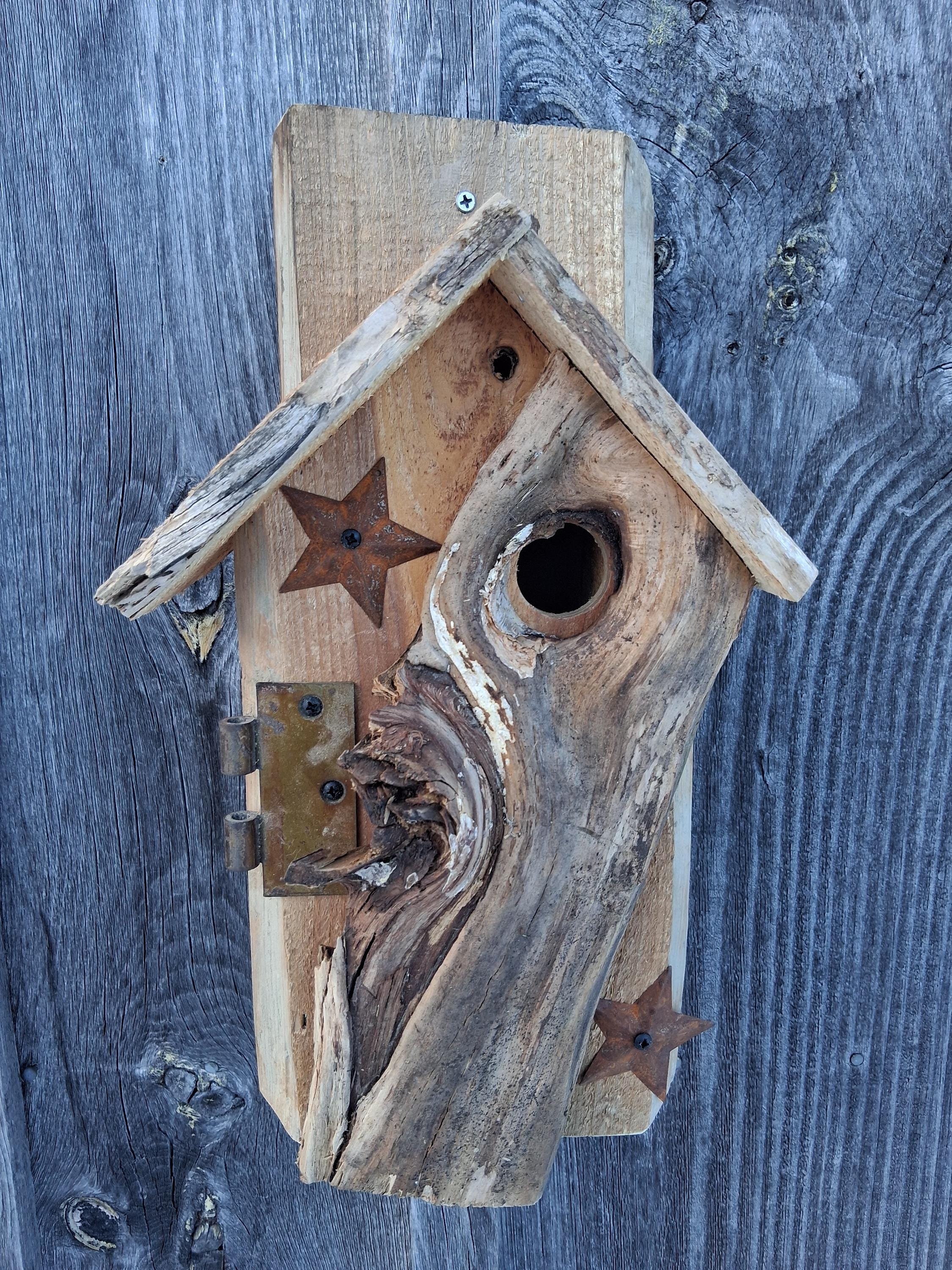 Rustic 2 Chamber Slab Knotholes Bird House - 1-1/4" Holes For ...