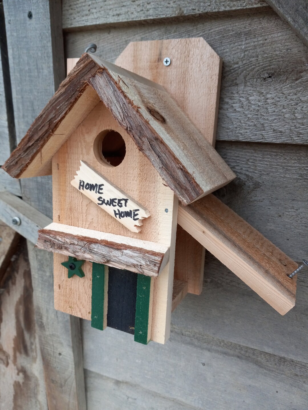 White Cedar Home-sweet-home BIRD HOUSE 1~1/4" Hole With Cleanout ...