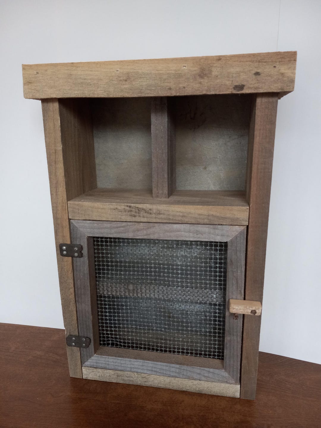 Primitive Rustic Free Standing Cubby Shelf Cabinet With Door, 18"x12"x4 ...