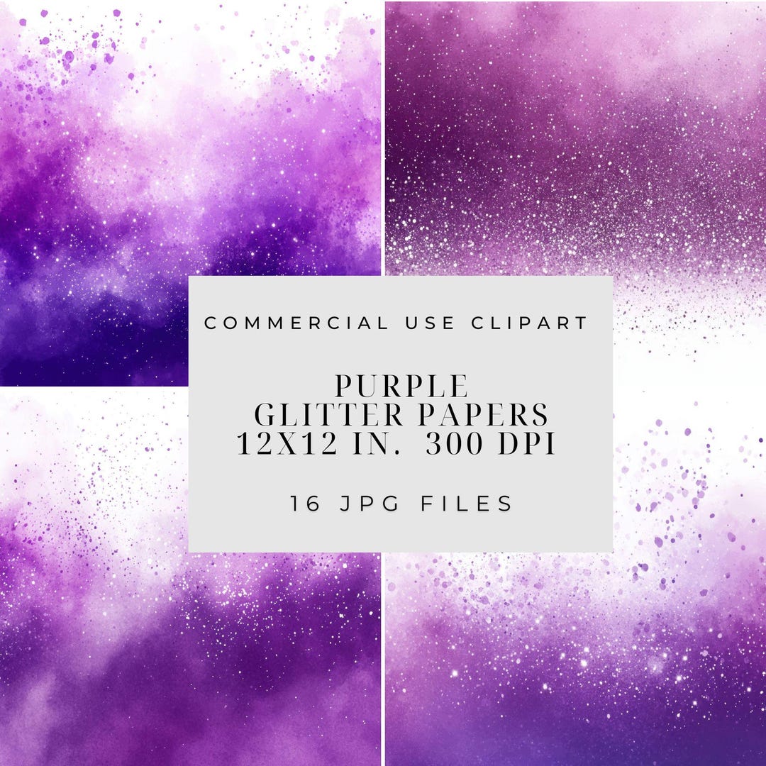 Purple Glitter Digital Paper, Junk Journal, Scrapbook, Texture ...