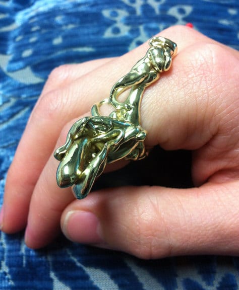 14k Gold Plated Brass "blob" Ring Size 7 - Etsy