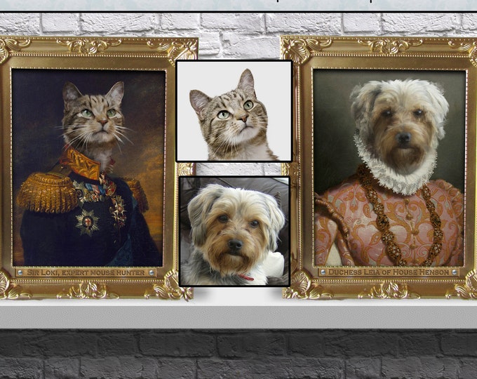 CUSTOM Royal Pet Portrait Painting/ Personalized Regal Style Family ...