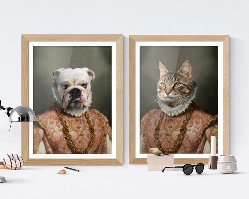 CUSTOM Royal Pet Portrait Painting/ Personalized Regal Style Family ...