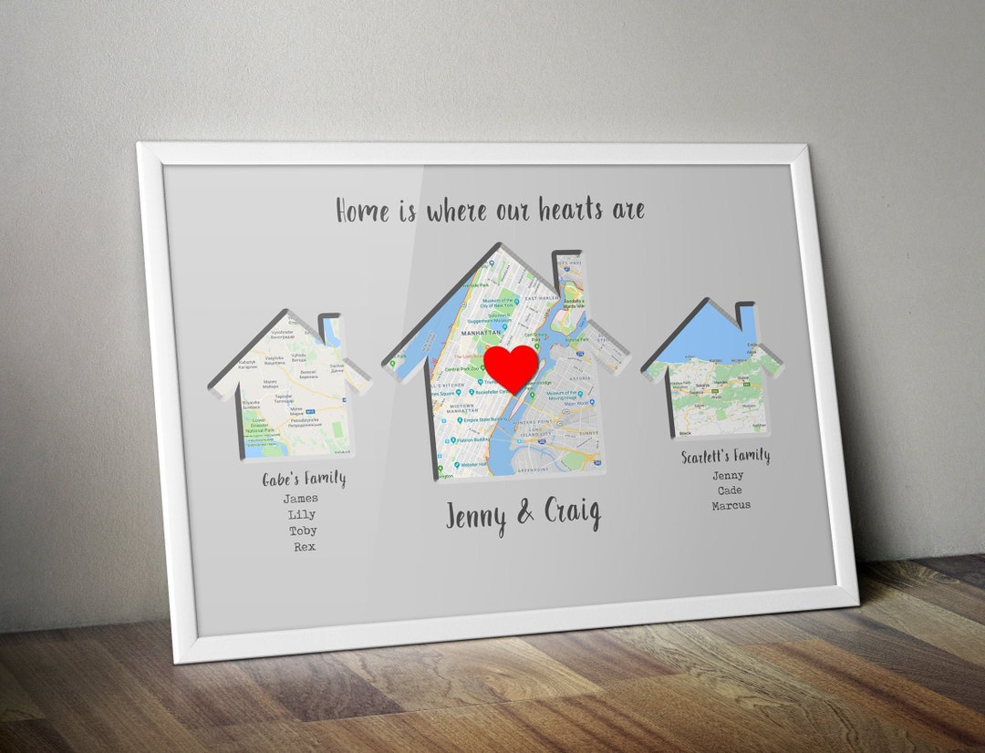 Personalized House Map Print Poster / Custom Map Gift, Housewarming ...