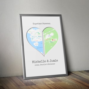 Personalized Heart Map Print Poster / Custom Map Gift, Paper ...