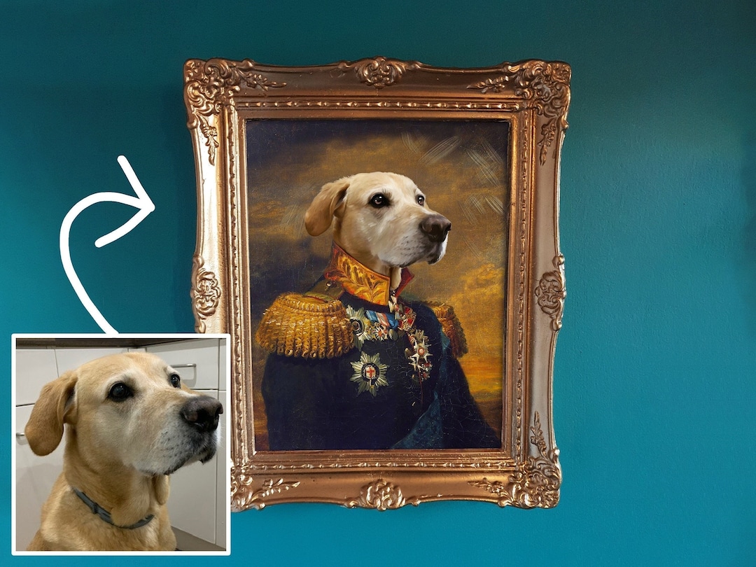 CUSTOM Framed Royal Pet Portrait Painting/ Personalized Regal Style ...