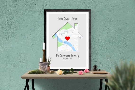 Personalized House Map Print Poster / Custom Map Gift - Etsy UK