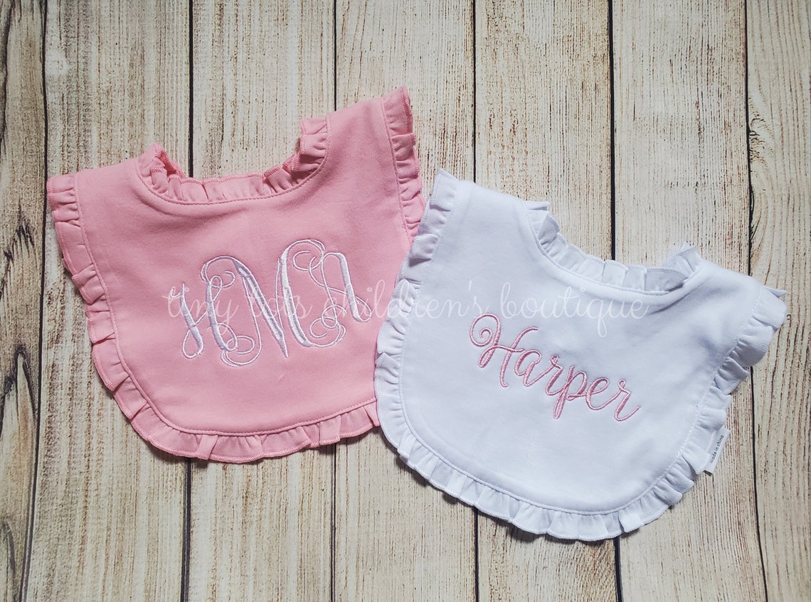 Set of 2 Personalized Ruffle Bibs Monogram Ruffle Bib Set - Etsy